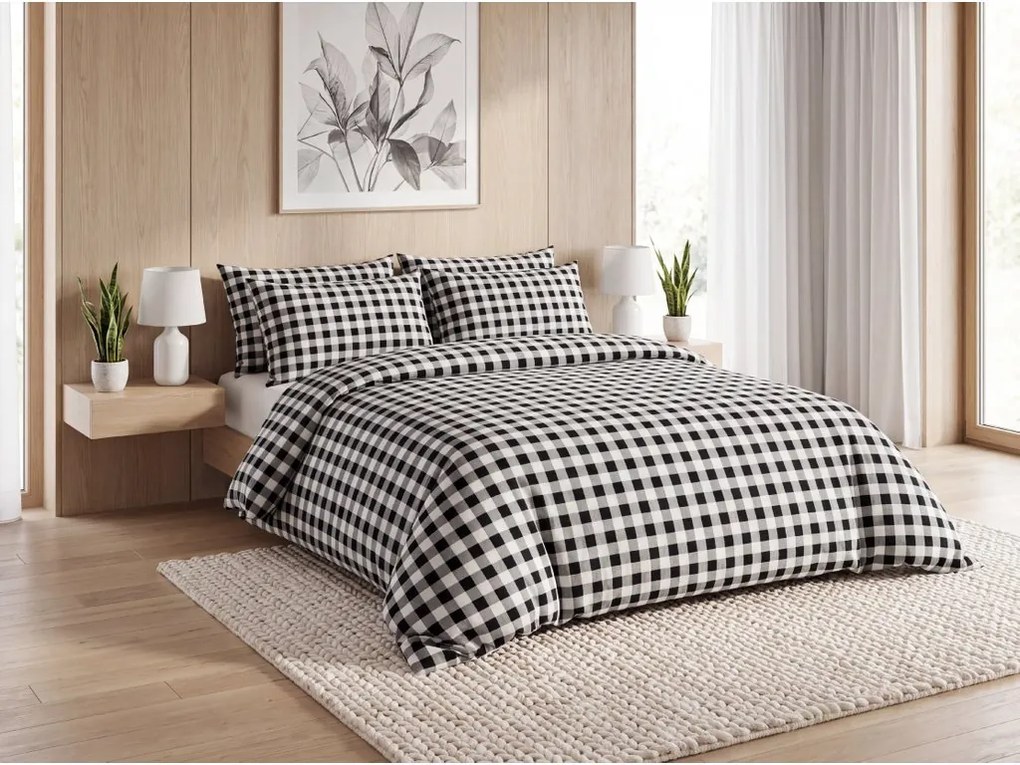 Bavlněné povlečení NORDIC CHECK tmavě šedé Rozměr povlečení: 70 x 90 cm | 140 x 200 cm