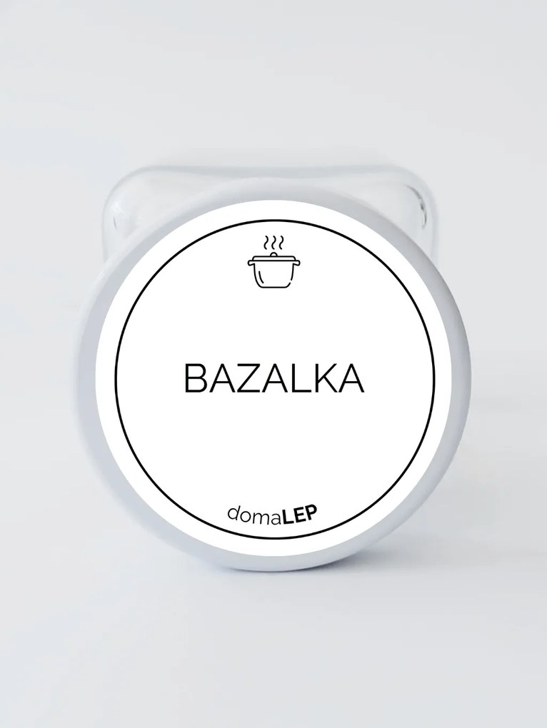 Samolepka na kořenky BAZALKA bílá 5 cm základní písmo