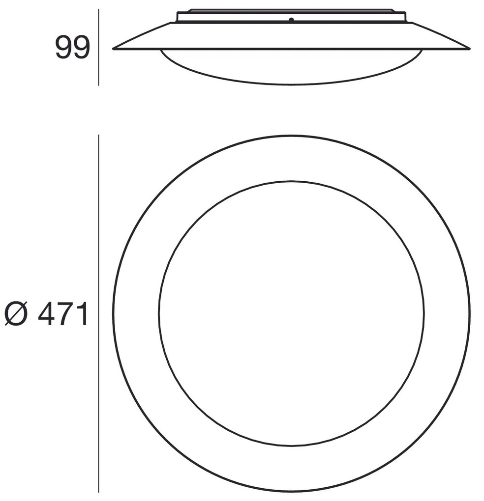 Linea Light 8280 Crew_1, stropní svítidlo s bílým límcem, 22W LED 3000K, prům. 47cm
