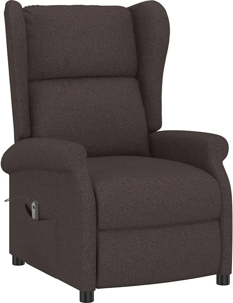Elektrické polohovací křeslo ušák tmavě hnědé textil 3098324