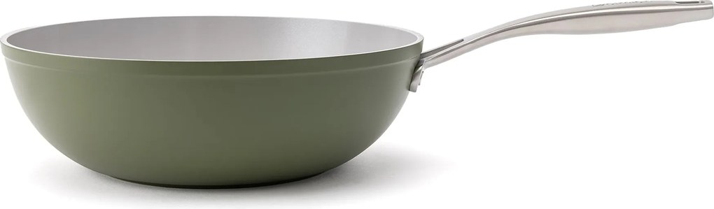 Elmich Nepřilnavá keramická pánev wok Zen Ø 28 cm - olivově zelená
