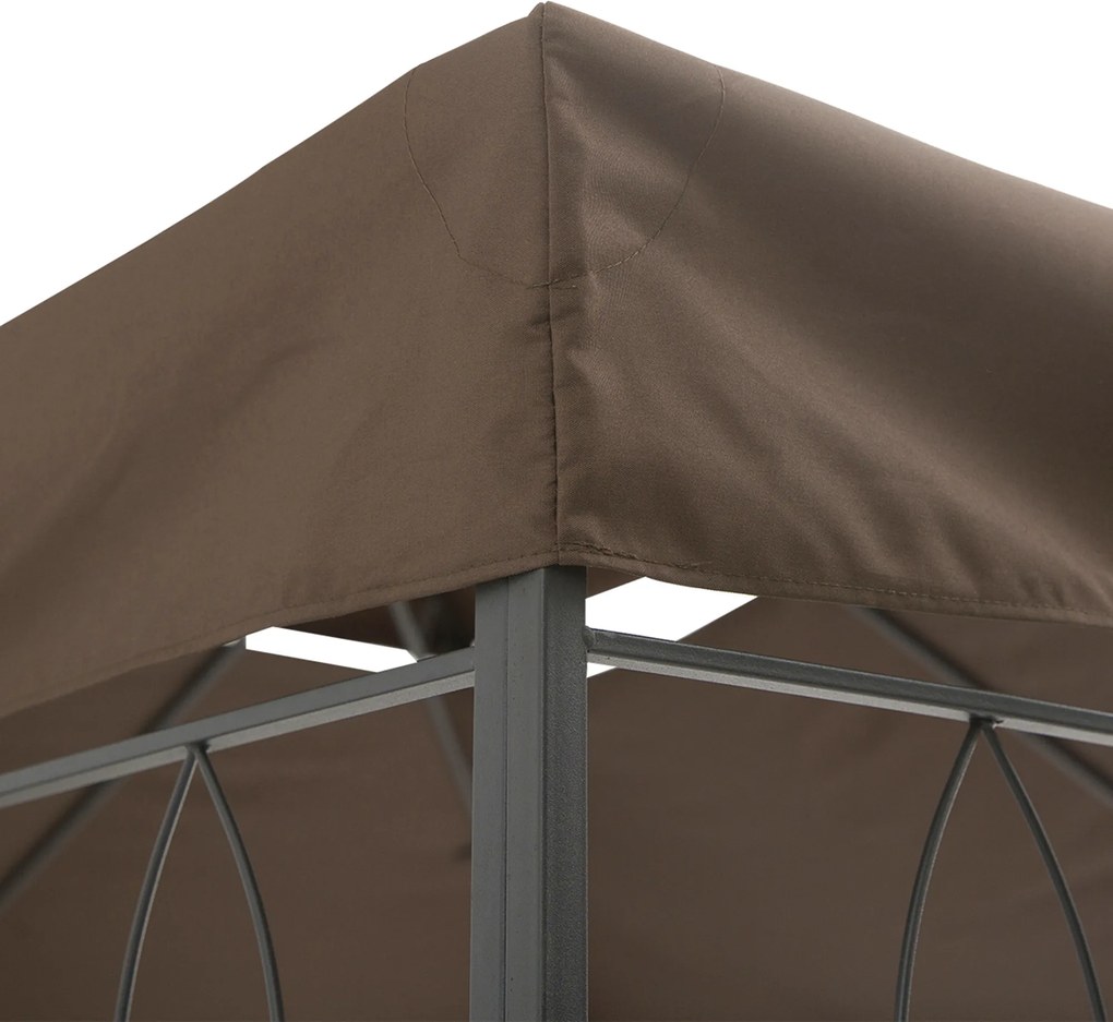 Náhradní střecha altánu Outsunny 3x4m káva polyester odpuzující vodu pro kovové a zahradní altány | Aosom.de