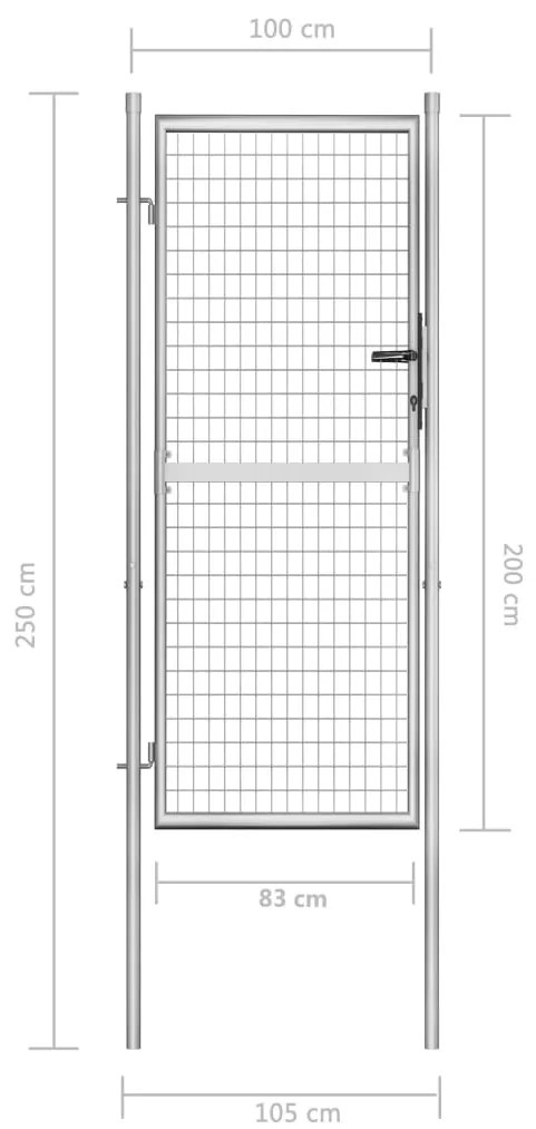 vidaXL Marketos Zahradní brána pozinkovaná ocel 100 x 200 cm stříbrná