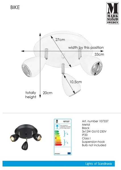 Markslöjd 107337 - Bodové svítidlo BIKE 3xGU10/12W/230V