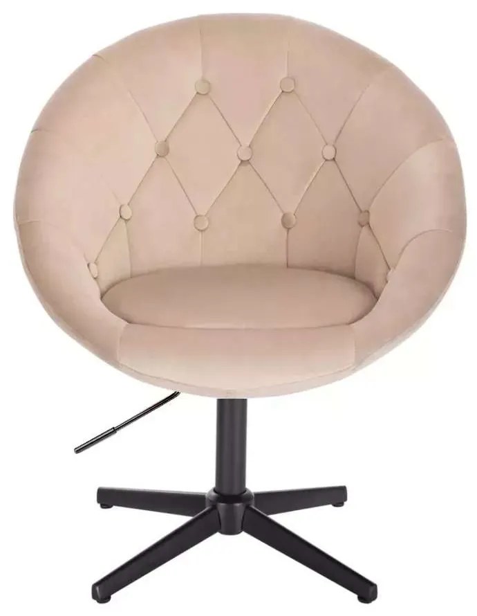 LuxuryForm DESIGN Otočné křeslo VERA VELUR na černém kříži - latte