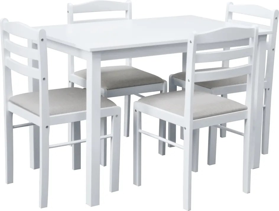 Jídelní set 1+4, bílá/béžovošedá, SOMIN