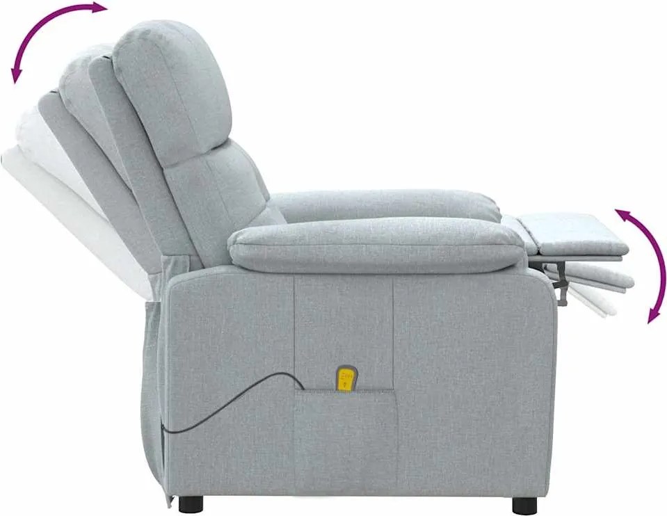 Masážní křeslo světle šedé textil 289672