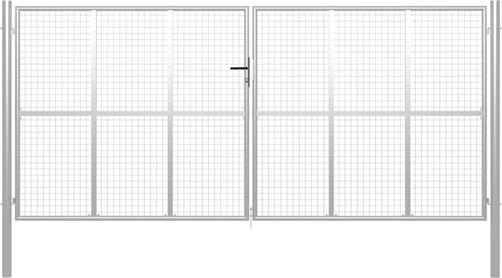 vidaXL Zahradní brána pozinkovaná ocel 400 x 200 cm stříbrná