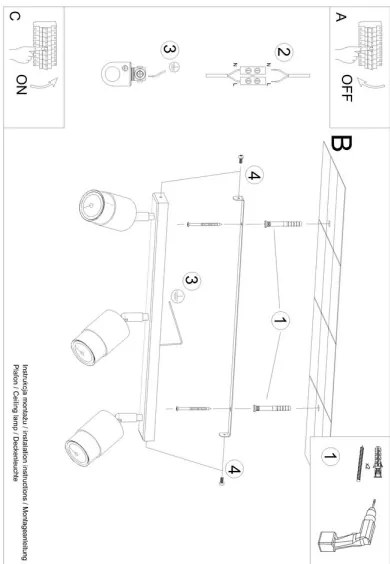 Sollux SL.1071 - Bodové svítidlo NERO 3xGU10/40W/230V černá/zlatá