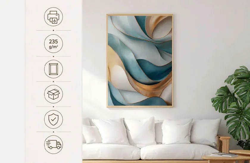 Zlatá harmonie - obraz - Luxusní abstrakce v modrých tónech 37 - A3 – 297 × 420 mm - 249 Kč