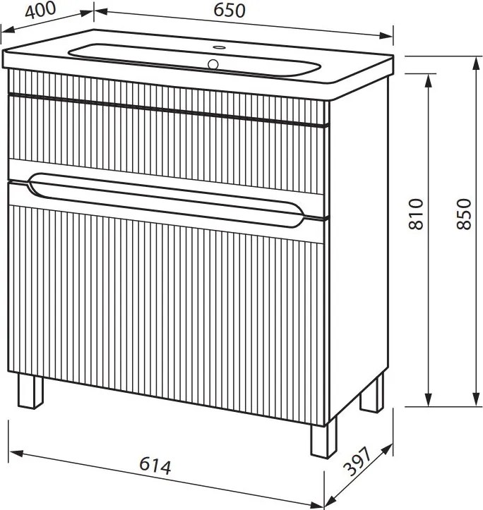 Lavedo Aria White 65 koupelnová skříňka s umyvadlem