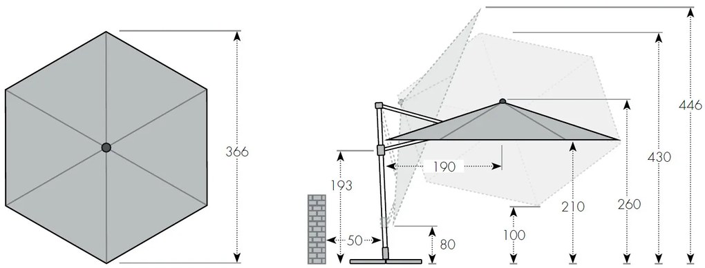 Doppler ACTIVE 370 cm - výkyvný zahradní slunečník s boční tyčí zelené jablko