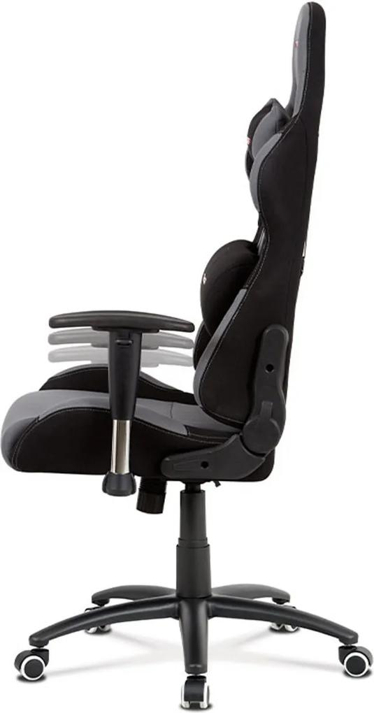 Kancelářská židle KA-F01 RACER GREY. houpací mech., šedá látka, kovový kříž