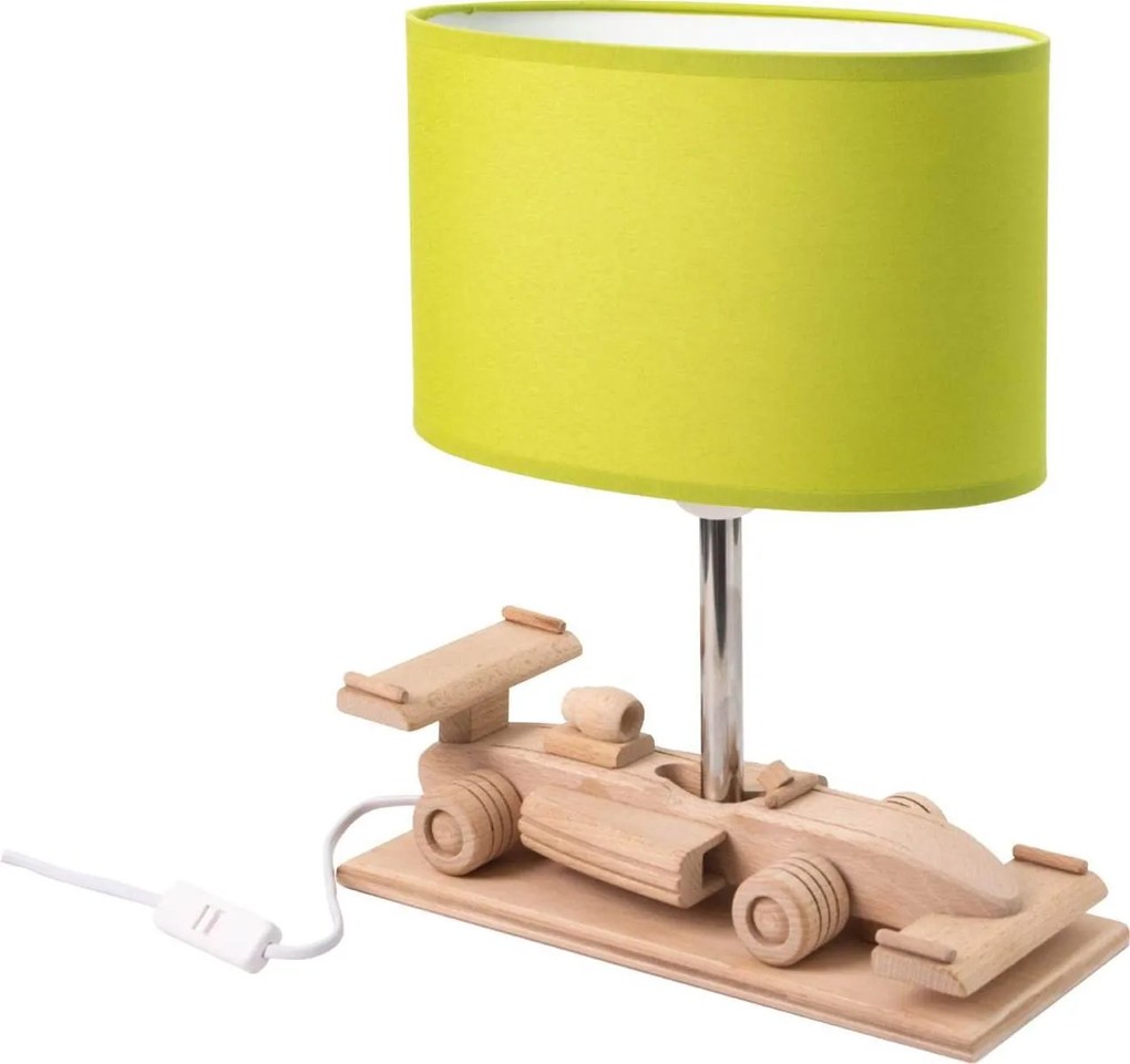 Stolní dřevěná dětská lampička ve tvaru formule TRUCK, 1xE27, 60W, zelená Hellux TRUCK 411.23.25