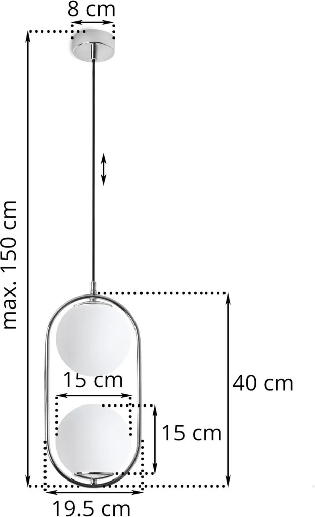 Závěsné svítidlo Florence, 2x bílé skleněné stínítko, ch, U