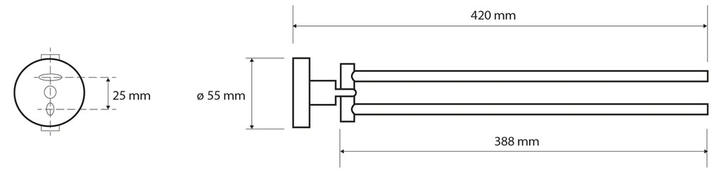 Sapho, X-ROUND dvojitý držák ručníků otočný 420mm, chrom, XR405