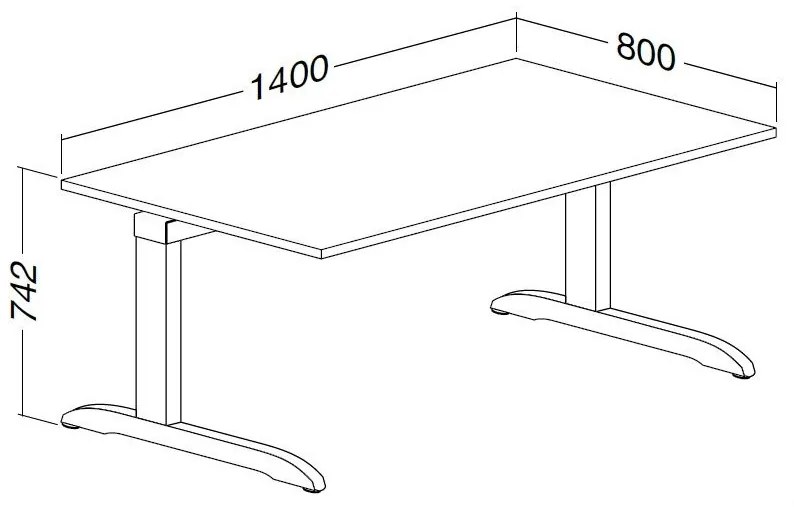 Stůl ProOffice C 140 x 80 cm, buk