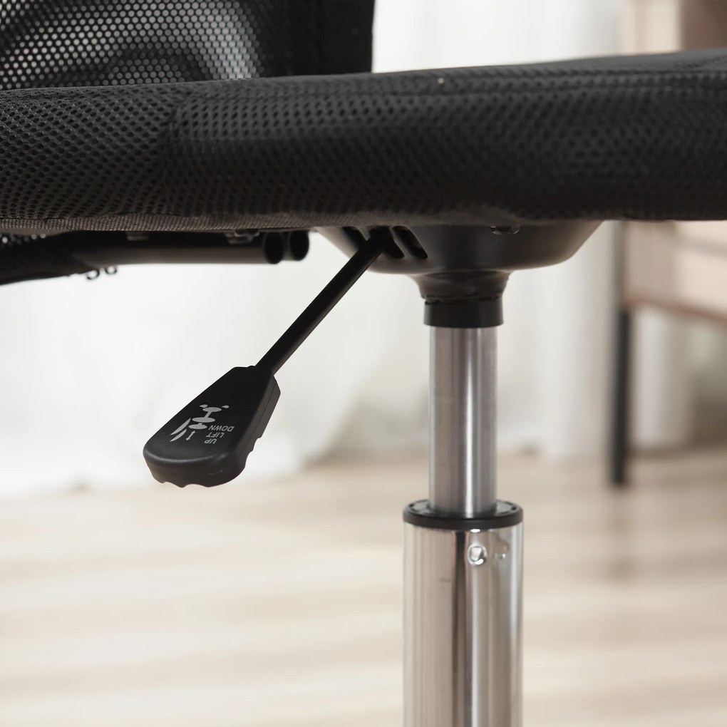 Kancelářská židle Vinsetto bez područek, ergonomická kancelářská židle, výškově nastavitelná, max. nosnost 100 kg, černá