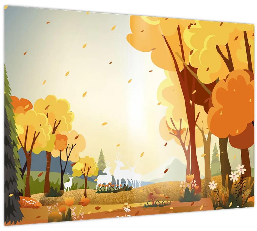 Obraz - Podzimní krajina, ilustrace (70x50 cm)
