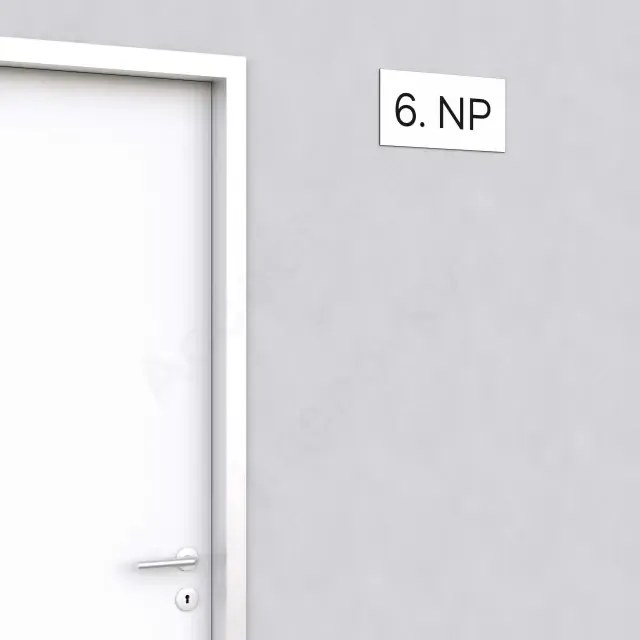 ACCEPT Označení podlaží "6. NP" - stříbrná tabulka - černý popis
