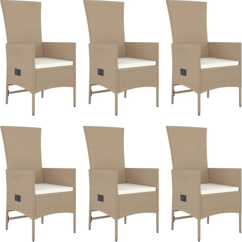 7dílný zahradní jídelní set s poduškami béžový polyratan 3157570