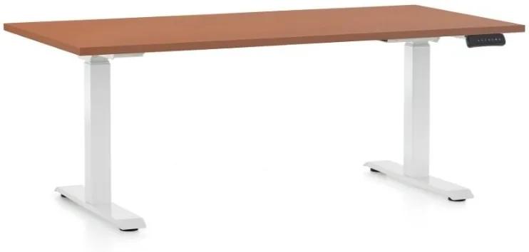 Výškově nastavitelný stůl OfficeTech D, 140 x 80 cm - bílá podnož Barva: Bílá