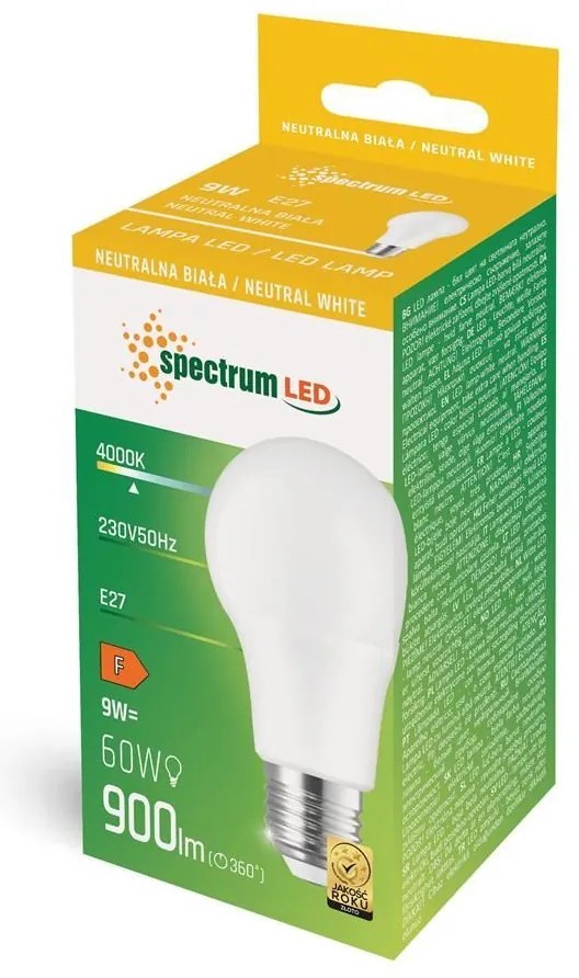 Spectrum LED LED žárovka studená E27 230V 9W WOJ+14611