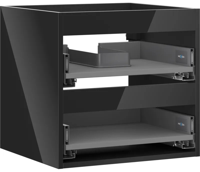 Mexen Box-A korpus skříňky podumyvadlové 50 cm, 2 zásuvky, černý lesk - 91AX0-0500-470-2-70