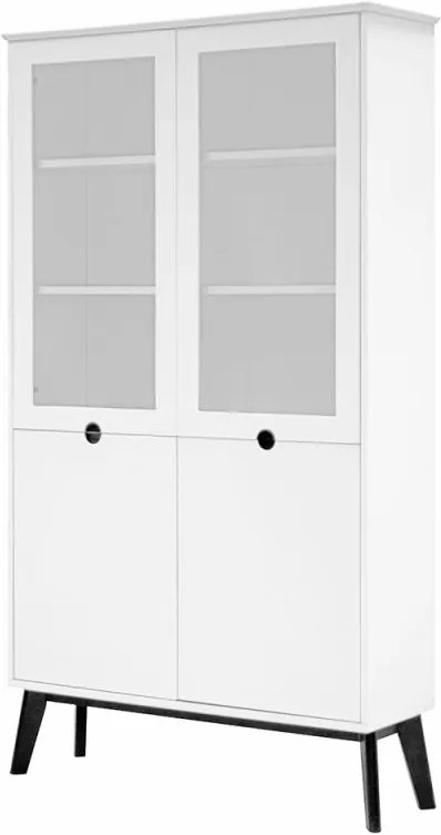 Danish style Vitrína / skříň s 4 dveřmi Milenium, 190 cm, bílá/černá, bílá / černá 5432