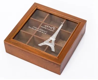 Dřevěná krabice na čaj Paris