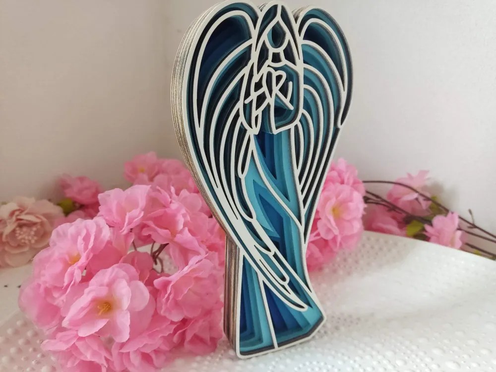 3D dřevěný anděl Modrá