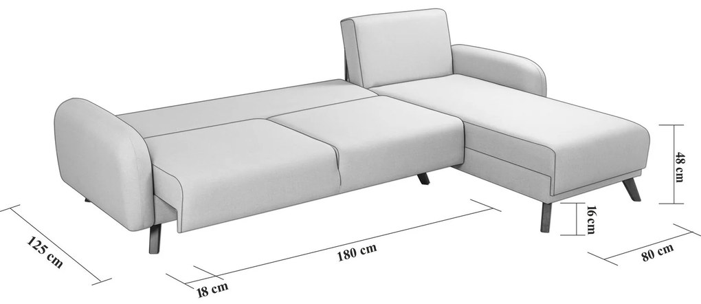 Hanah Home Rohová pohovka HERA tmavě modrá pravá 297 cm