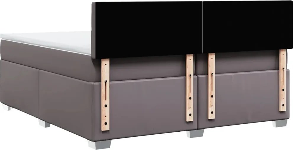 Box spring postel s matrací šedá 200x200 cm umělá kůže 3286138