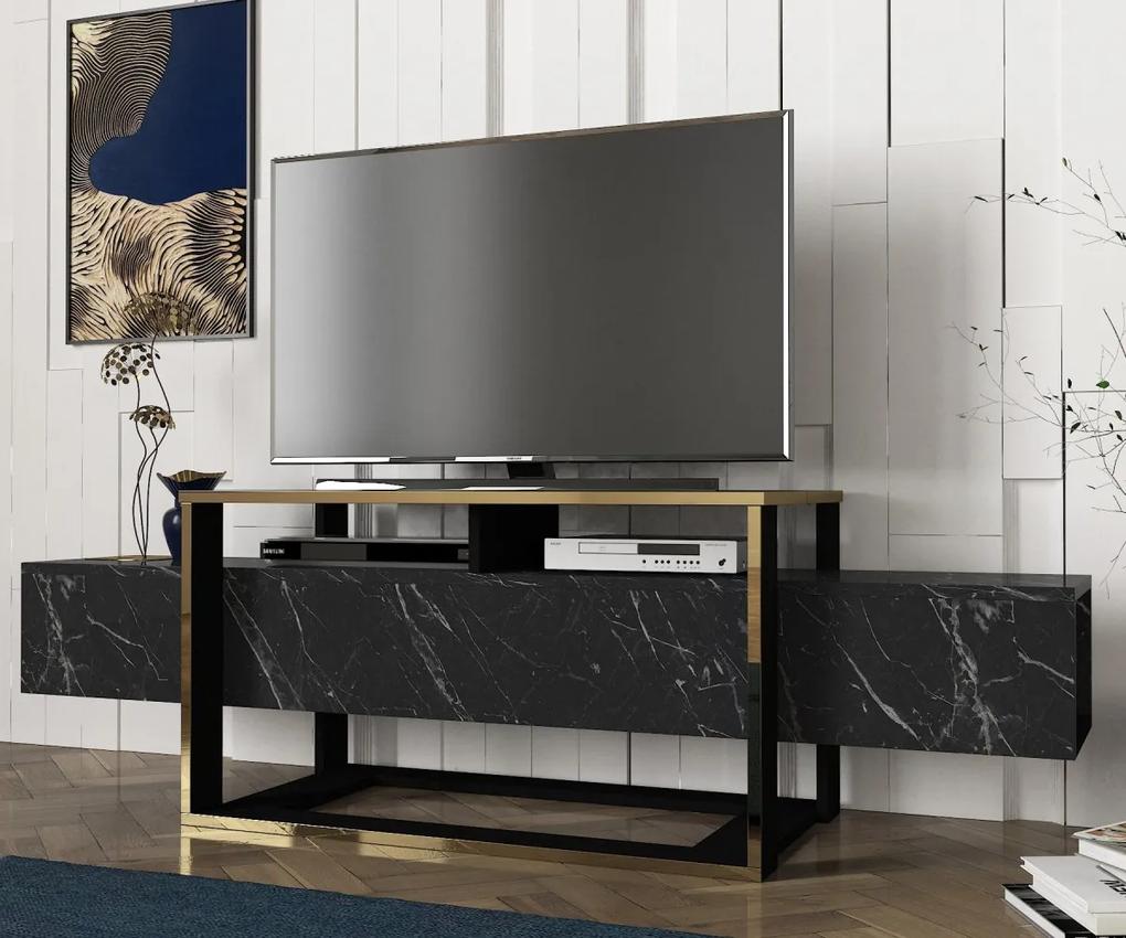 TV stolek Bianco černý/zlatý