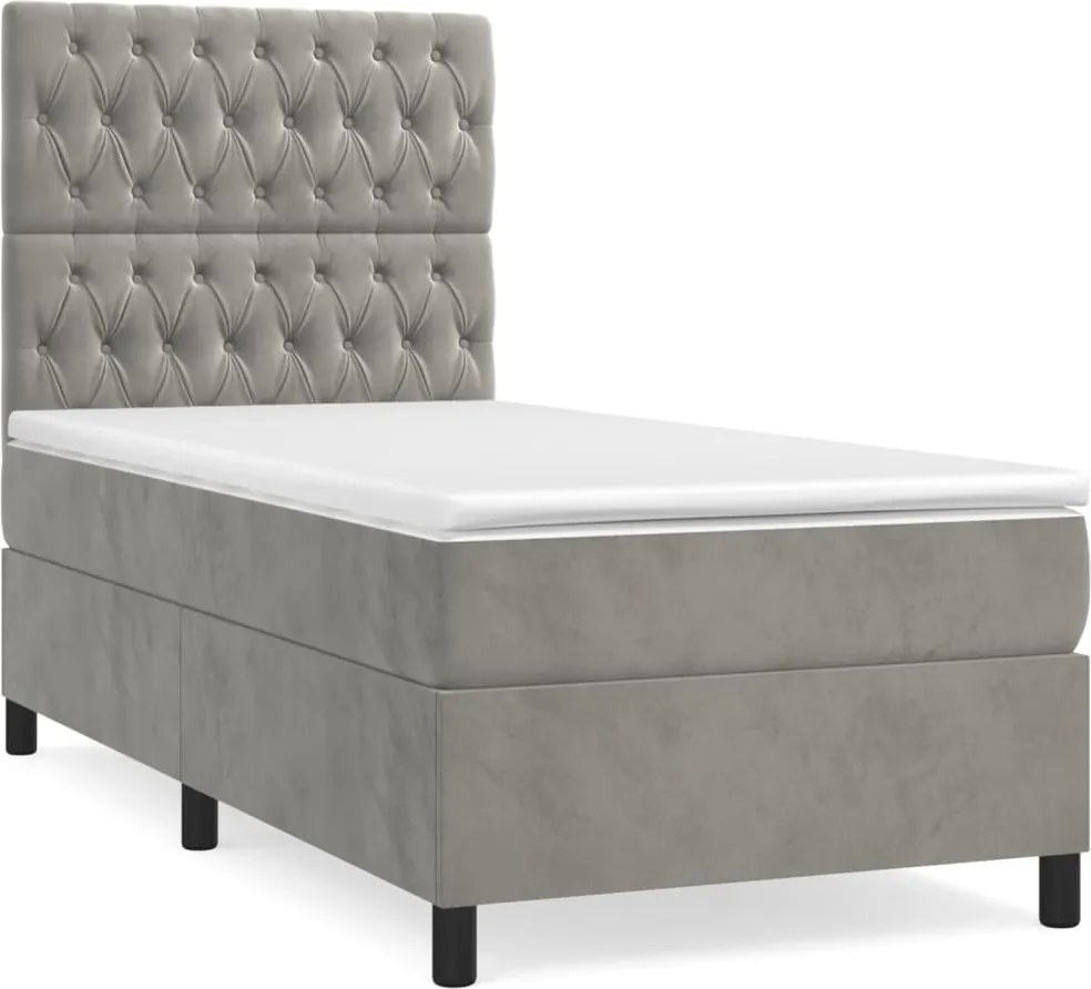 Box spring postel s matrací světle šedá 80 x 200 cm samet 3143169