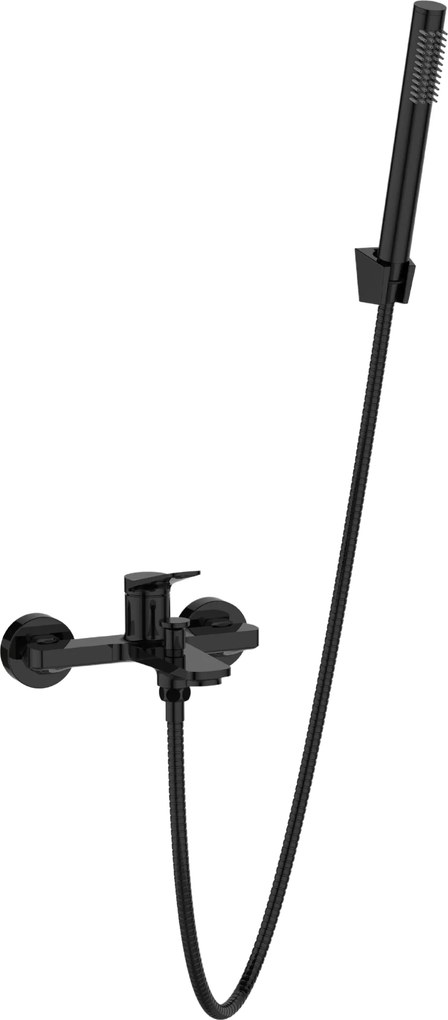 Invena Alonia, vanová baterie s ruční sprchovou soupravou, černá lesklá, INV-BW-70-004-V