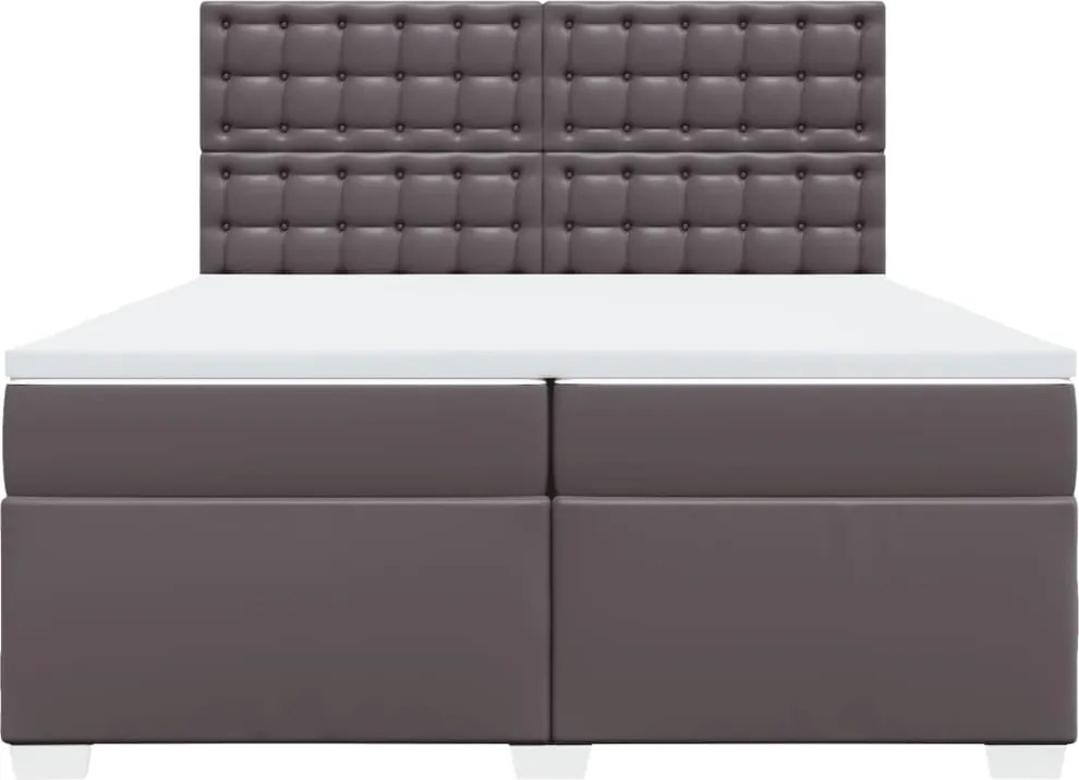 Box spring postel s matrací šedá 200x200 cm umělá kůže 3293038