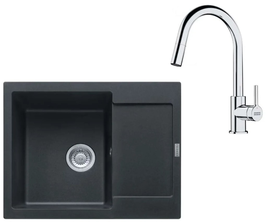 Franke - Kuchyňský set G256O, fragranitový dřez MRG 611-62 a baterie FS 3229.031, onyx/chrom 114.0700.712