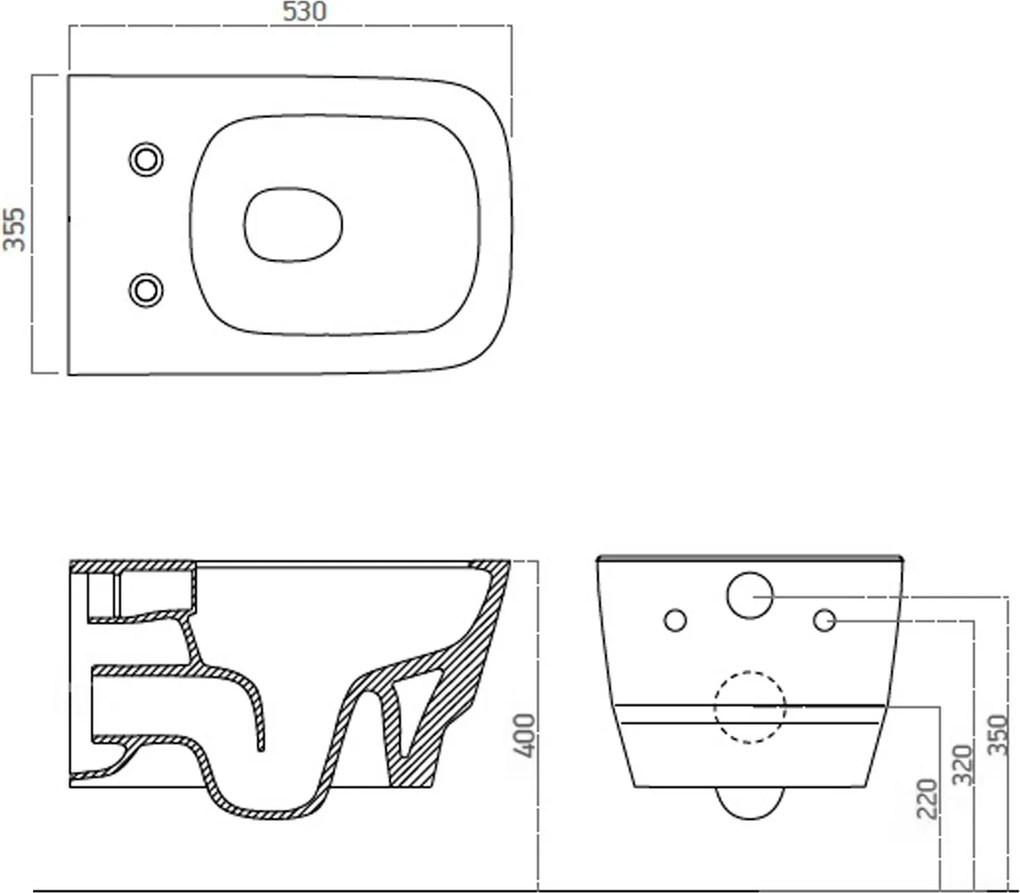 Sapho, BELLO závěsná WC mísa, Rimless, 35,5x53 cm, bílá