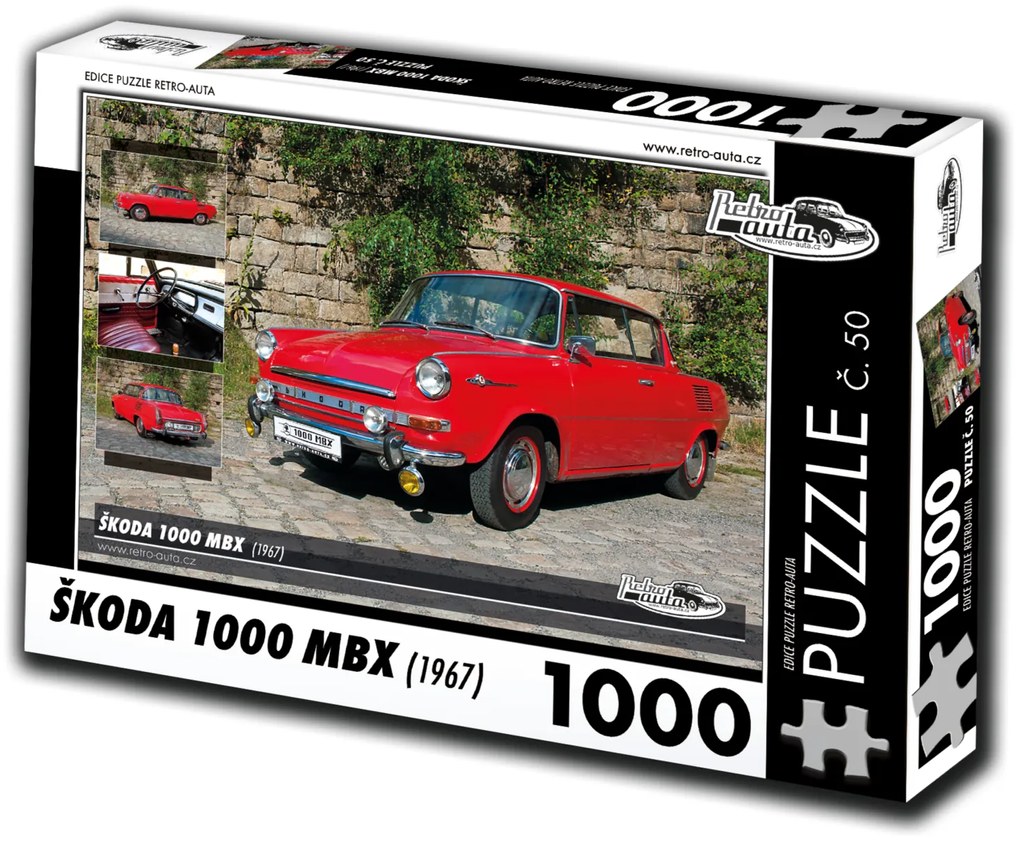 Retro-auta puzzle č. 50 škoda 1000 mbx (1967) 1000 dílků