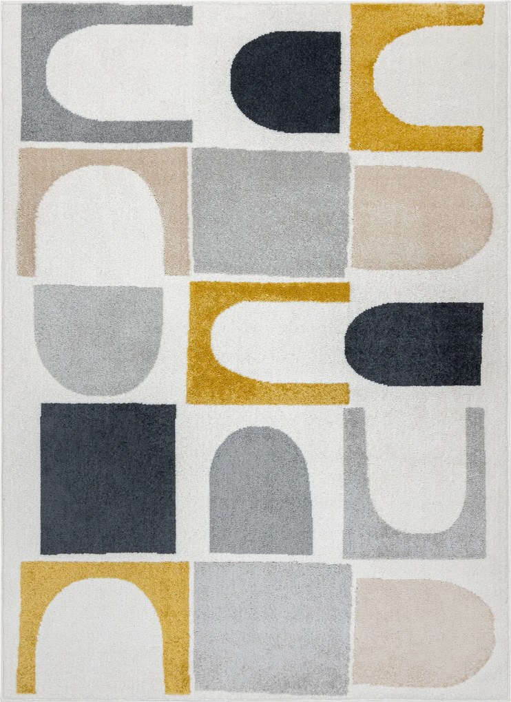 Dywany Łuszczów, Kusový koberec Fusion 0213 white/yellow, 80x150, vícebarevná, kancelář