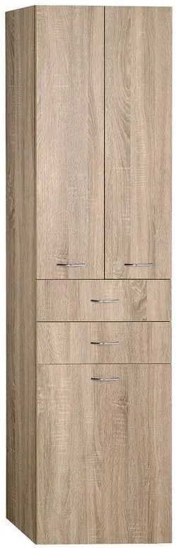 Aqualine ZOJA/KERAMIA FRESH skříňka vysoká s košem 50x184x29cm dub platin 51295