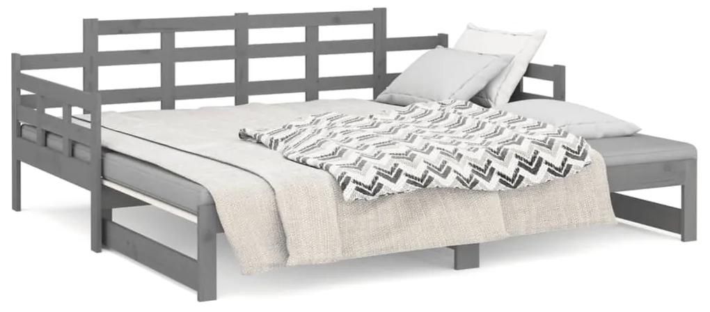 Výsuvná postel šedá masivní borovice 2x (80 x 200) cm