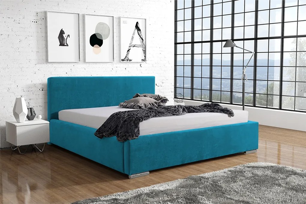 Eka Čalouněná postel Shadow - Kronos 90x200 cm Barva látky: Červená (Kronos 02), Úložný prostor: S kovovým rámem úložného prostoru