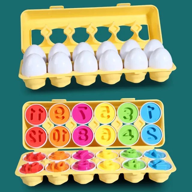 Montessori hračky - "chytrá vejce" Barva: 12pcs number