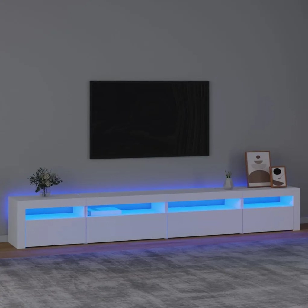 TV skříňka s LED osvětlením bílá 270x35x40 cm