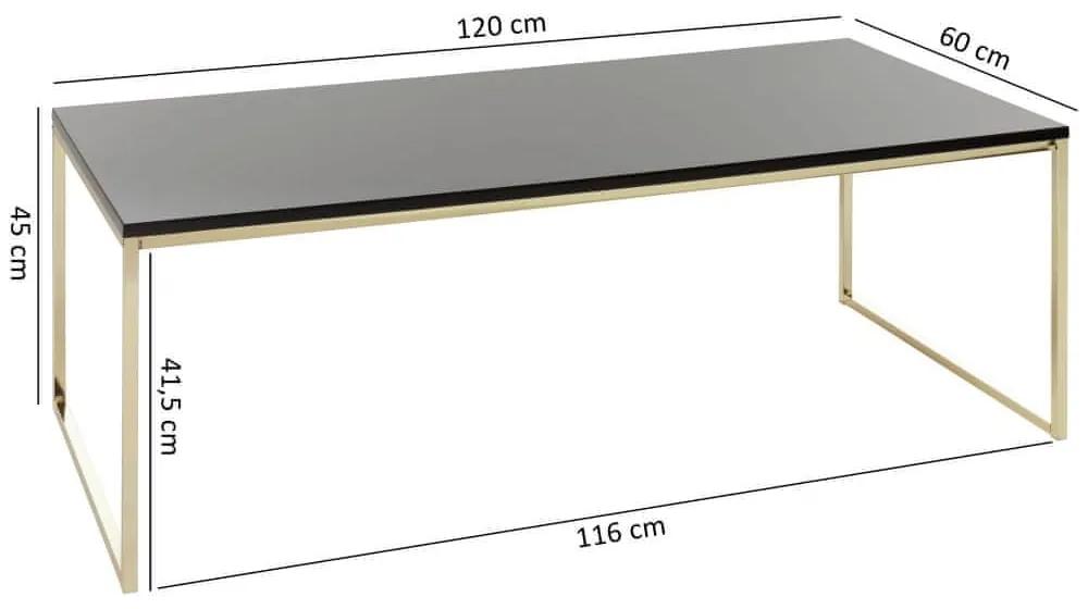 Bruxxi Konferenční stolek Bisa, 120 cm, černá / zlatá