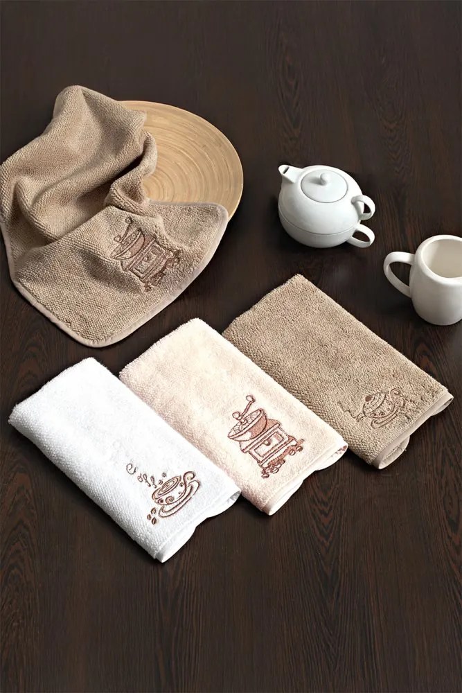 Kuchyňské utěrky COFFEE, 3 ks Smetanová