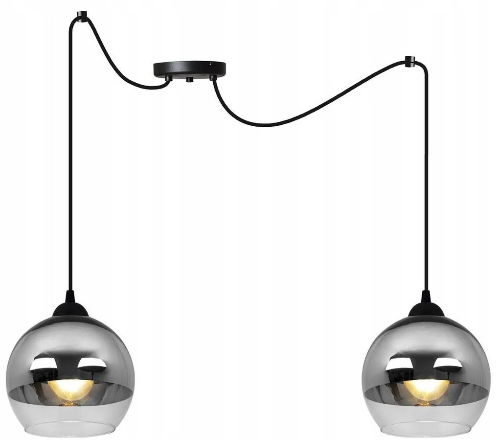Závěsné svítidlo Bergen Spider, 2x chromové/transparentní skleněné stínítko (fi 15cm)