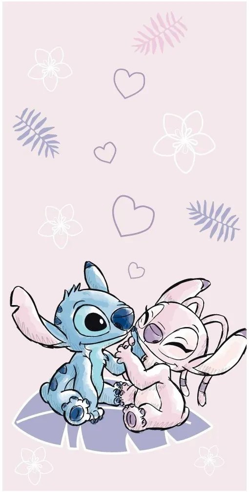 Plážová osuška Lilo &amp; Stitch - motiv Stitch &amp; Angel - 100% bavlna - 70 x 140 cm